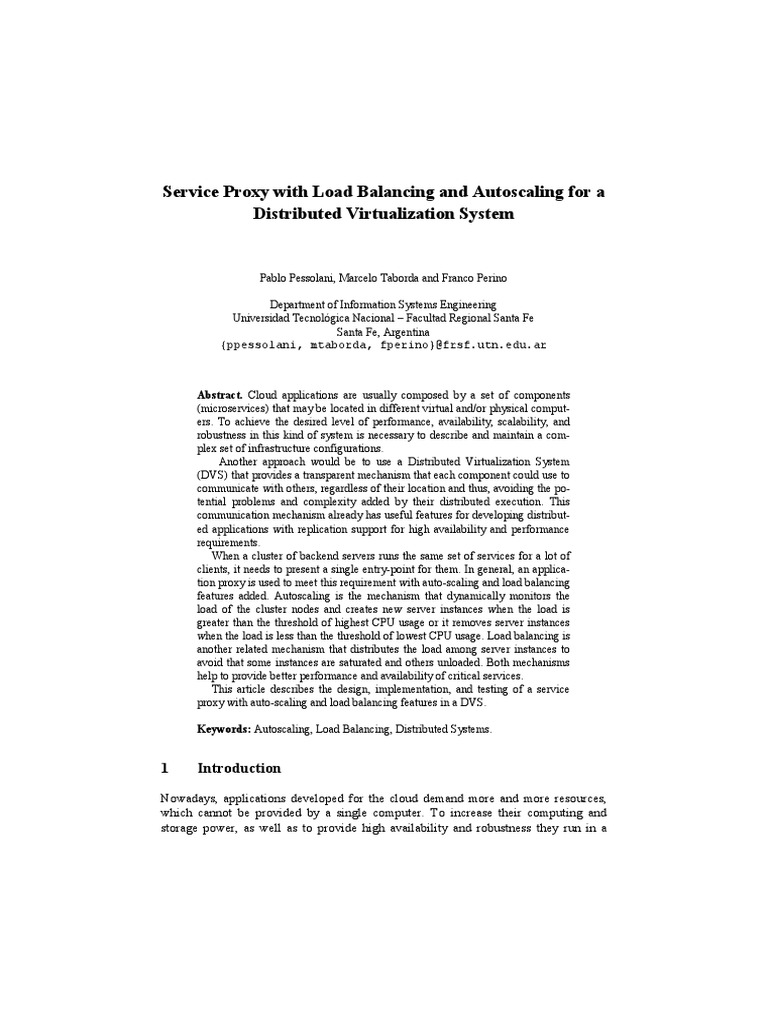 Service Proxy With Load Balancing And Autoscaling For A Distributed Virtualization System Pdf