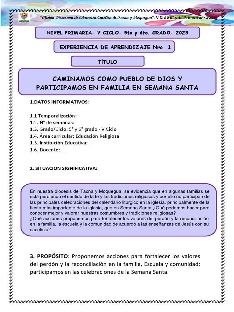 Nro. 1 V Ciclo 2023 Semana Santa | Descargar gratis PDF | Pascua de Resurrección | La ...