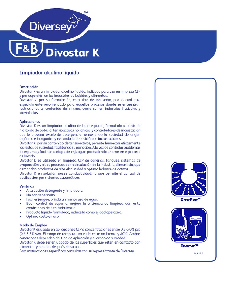 Divostar K: Limpiador Alcalino Líquido | PDF | Tensioactivo | Química