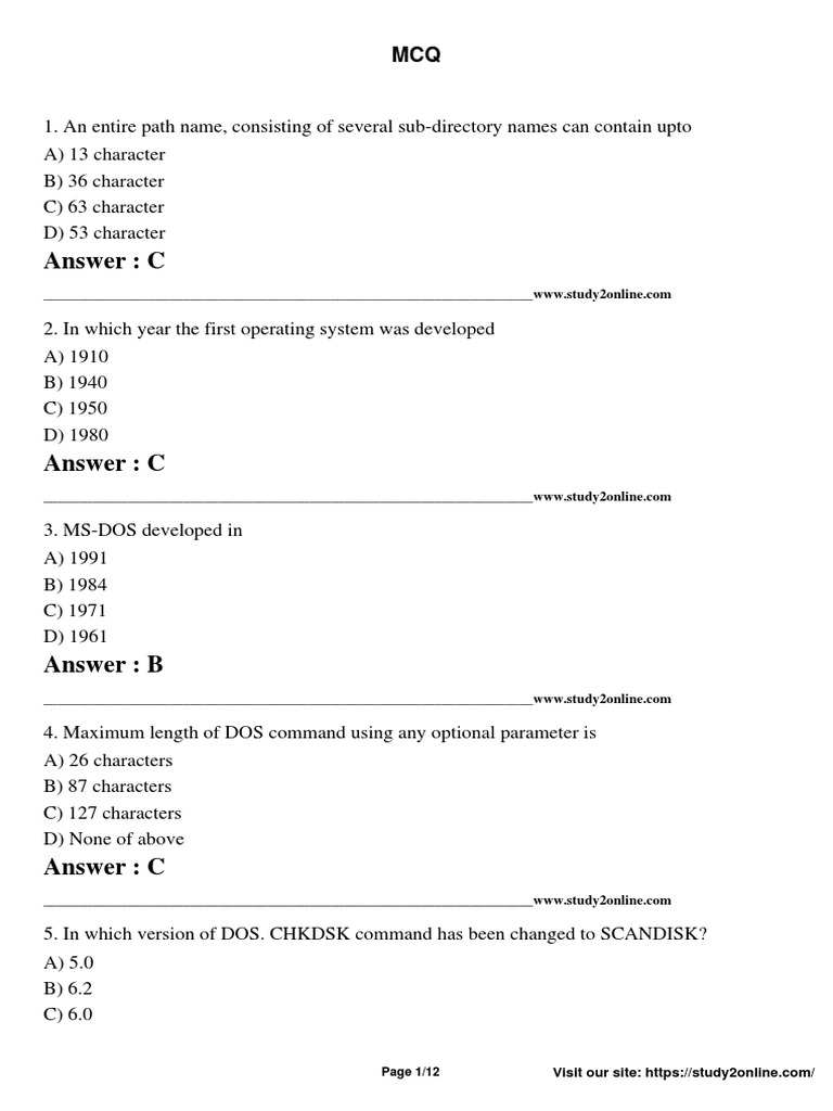 Answer: C: Page 1/12 | PDF | Computer File | Information Technology ...