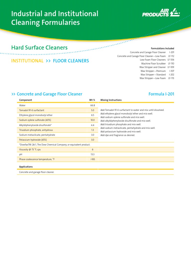 Industrial and Institutional Cleaning Formularies: Hard Surface ...
