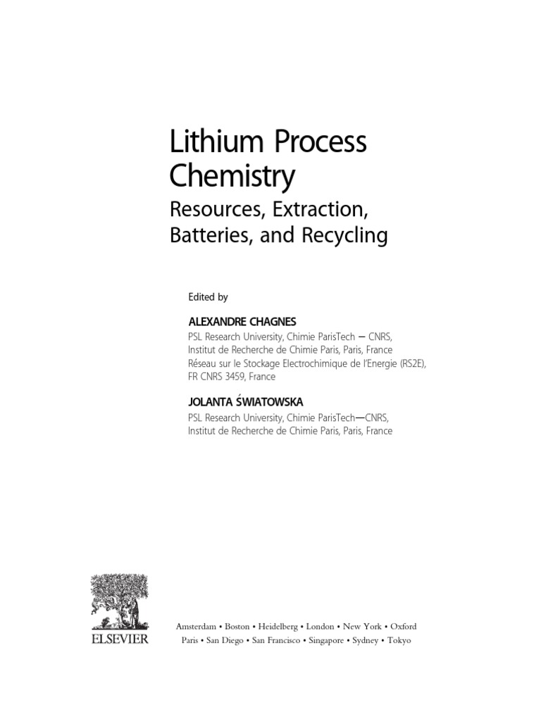 Lithium Process Chemistry: Resources, Extraction, Batteries, and ...