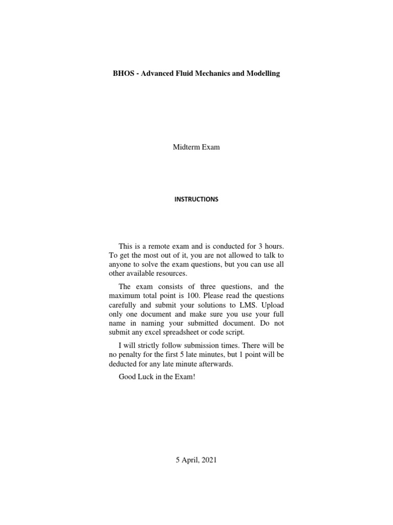 2021 BHOS Mid Term Exam | PDF