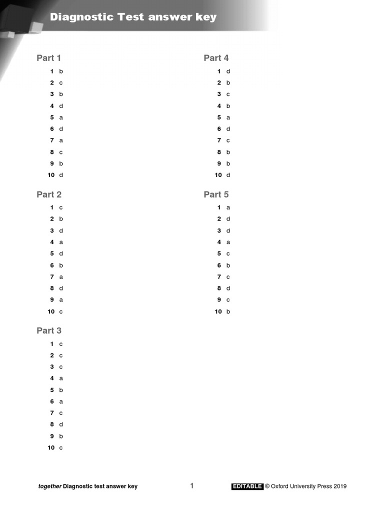 Together - Diagnostictest - Answer Key | PDF
