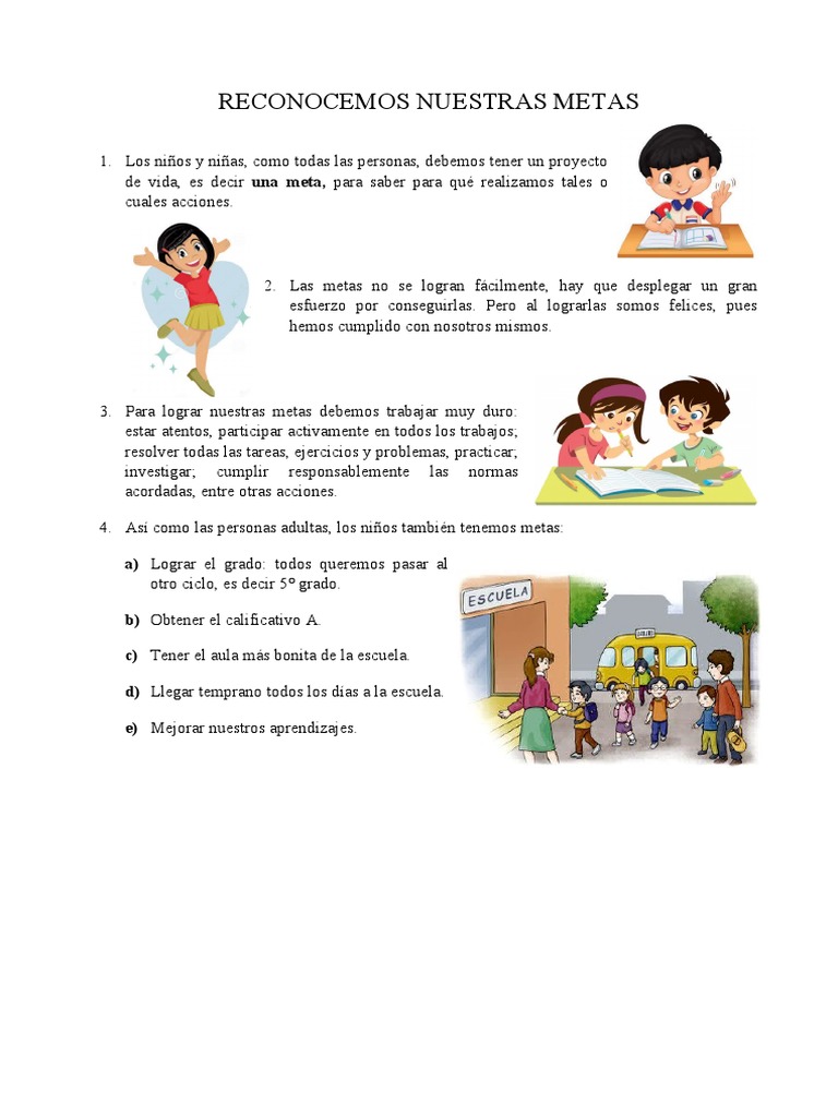 Metas Educativas para Niños | PDF