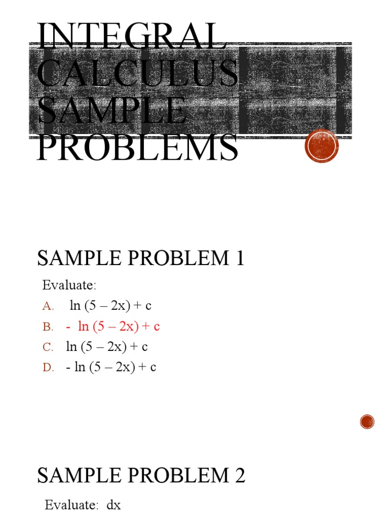 Integral Calculus Sample Problems | PDF Integral Calculus Sample Problems | PDF