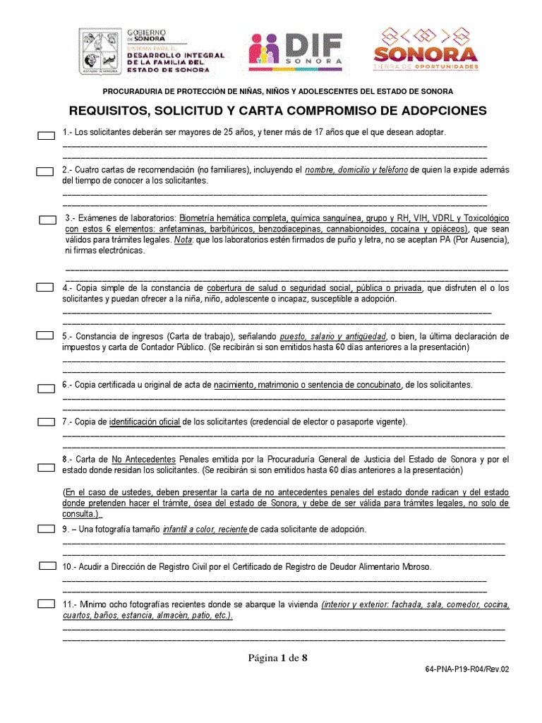 Requisitos, Solicitud Y Carta Compromiso de Adopciones | PDF