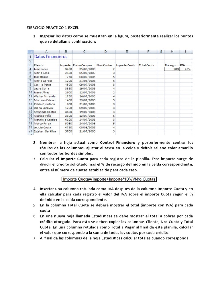 Excel Ejercicio 1 | PDF | Negocios | Finanzas y dinero