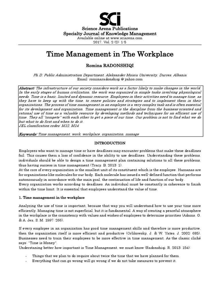 Time Management in The Workplace | PDF | Time Management | Professional ...