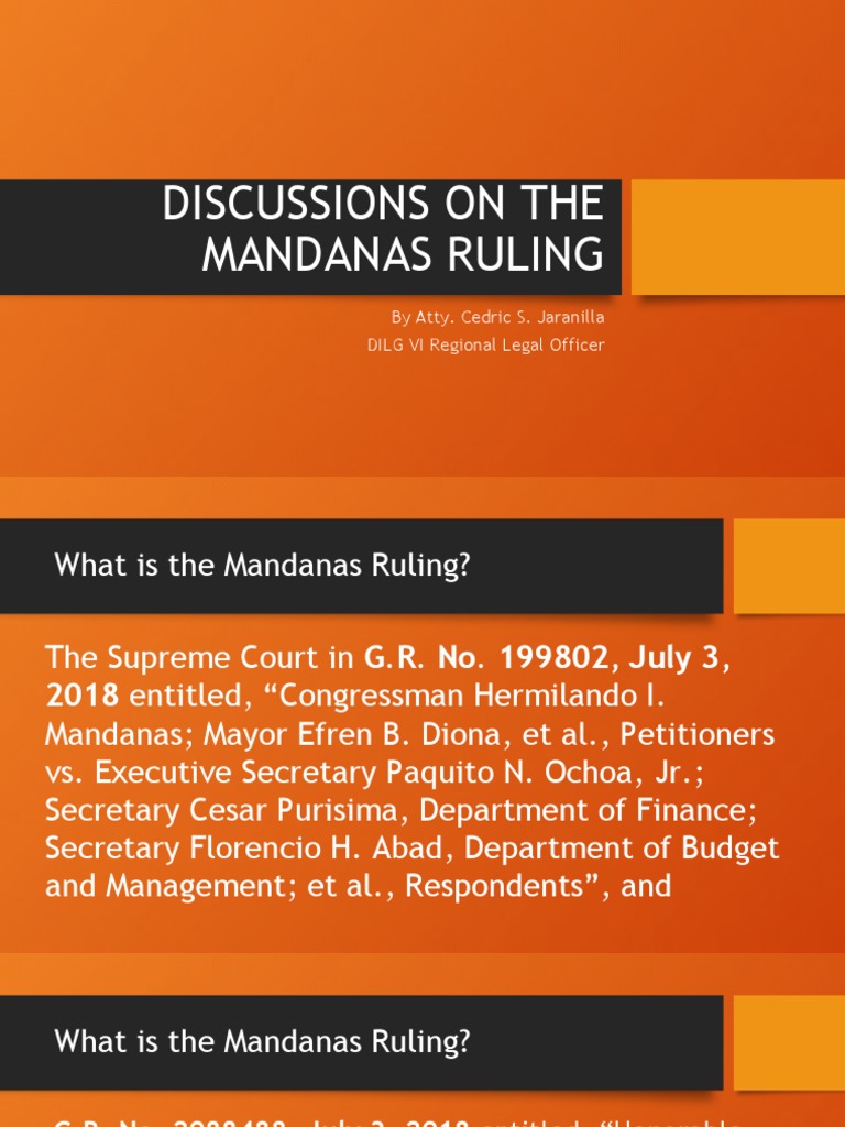 DISCUSSIONS ON THE MANDANAS RULING PPT 202122 | PDF | Taxes | Mandamus