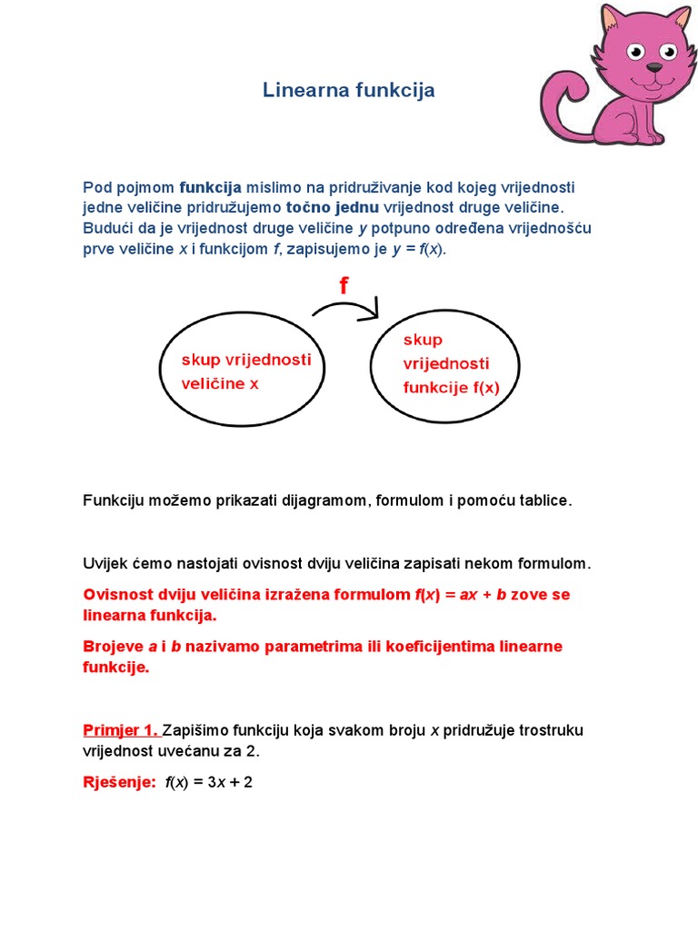 Linearna Funkcija: Funkciju Možemo Prikazati Dijagramom, Formulom I ...