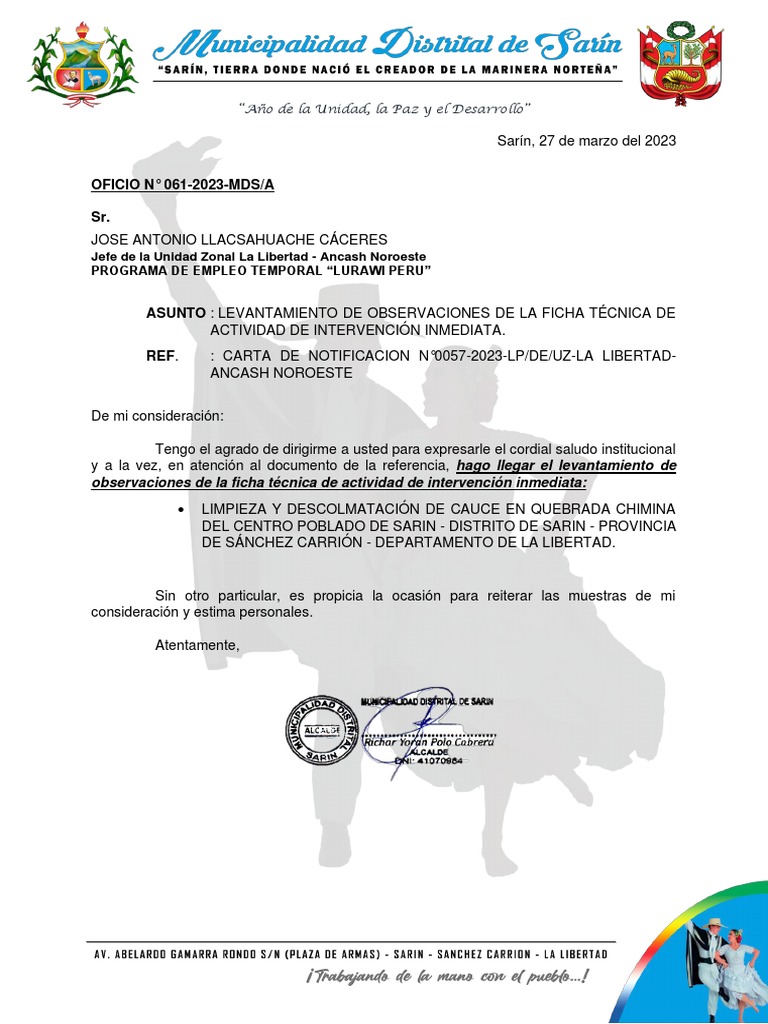 1 Oficio Alcaldía 071-2023 Alcaldia | PDF