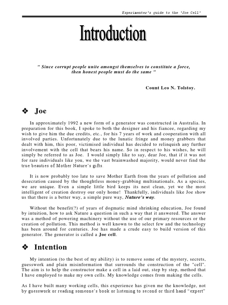 The Experimenters Guide To The Joe Cell | PDF | Screw | Battery ... The Experimenters Guide To The Joe Cell | PDF | Screw | Battery ...