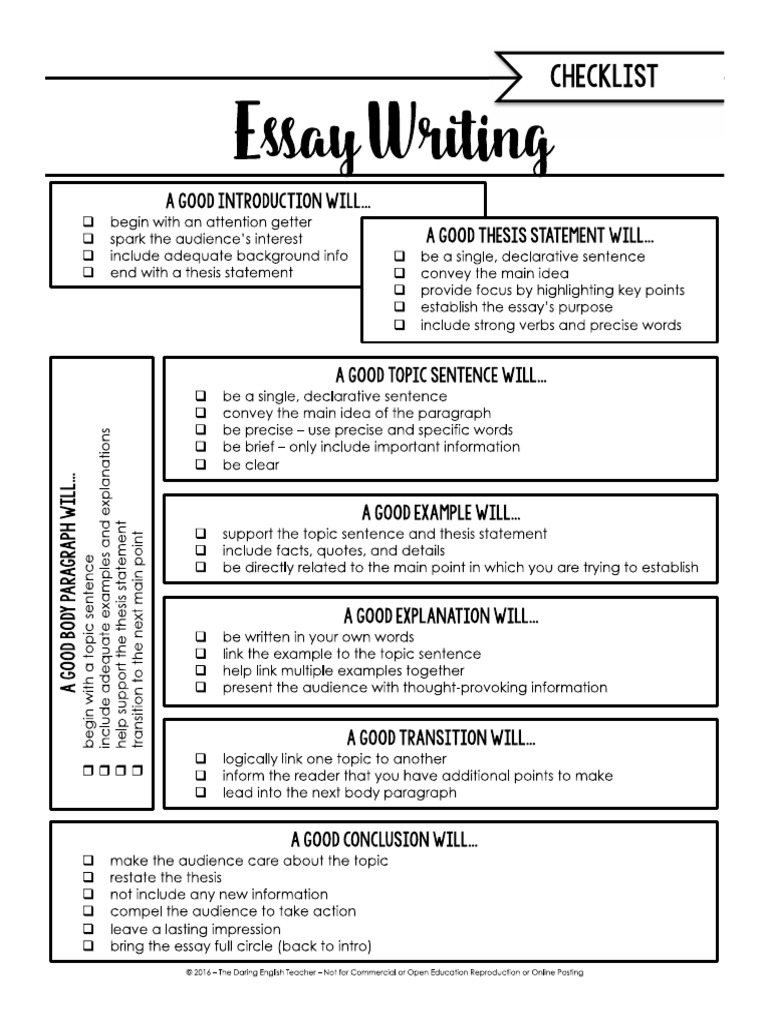 Essay Revision CHecklist | PDF