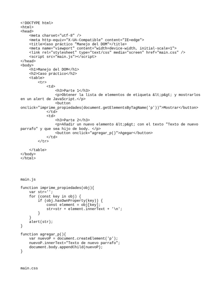Manejo Del Dom. Caso Practico 1 | PDF | Negocios