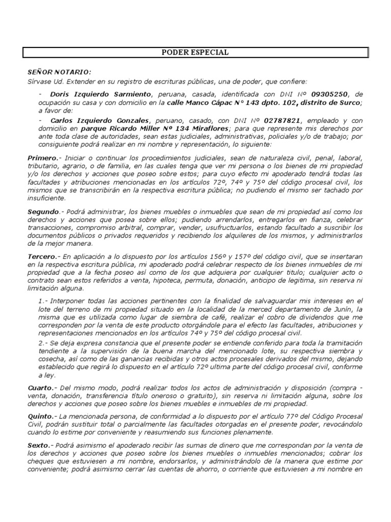 Poder Especial | PDF | Ley procesal | Propiedad