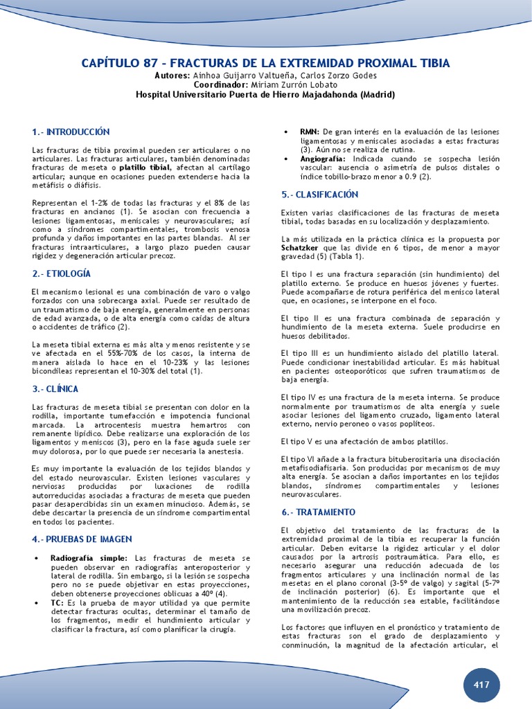 Fractura Extremidad Proximal Tibia | PDF | Rodilla | Lesión