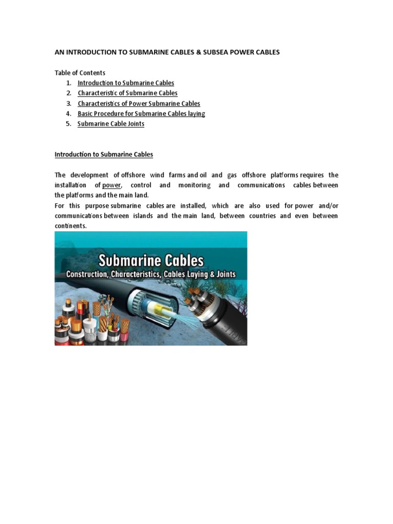 Overview of Submarine Cables | PDF | Applied And Interdisciplinary ...