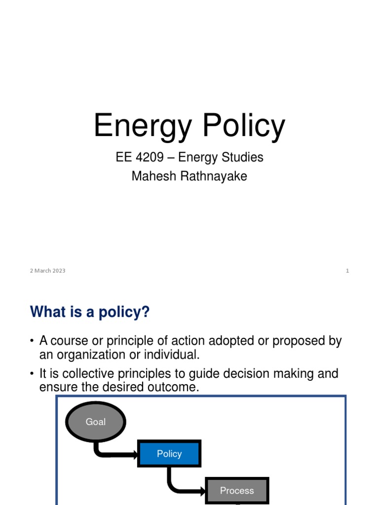 EE4209 - Lecture 4 - Energy Policy | PDF