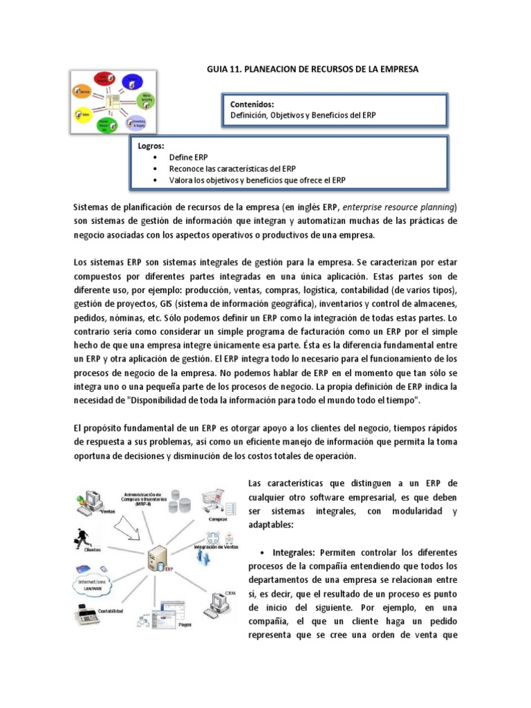 Taller ERP - Planeación de recursos de la empr | PDF | Planificación de recursos empresariales ...