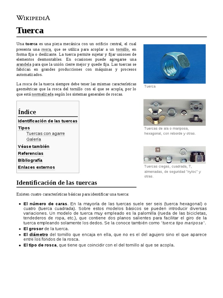 Tuerca | PDF | Tornillo | Tuerca (Hardware)