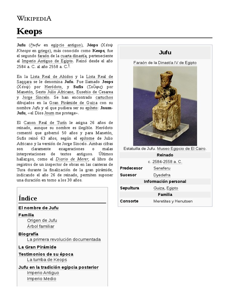 Keops | PDF | Antiguo Egipto | Egipcios antiguos