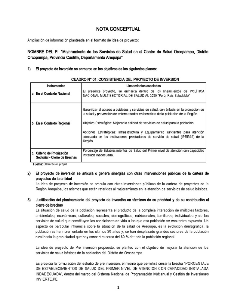 Nota Conceptual | Descargar gratis PDF | Infraestructura | Población