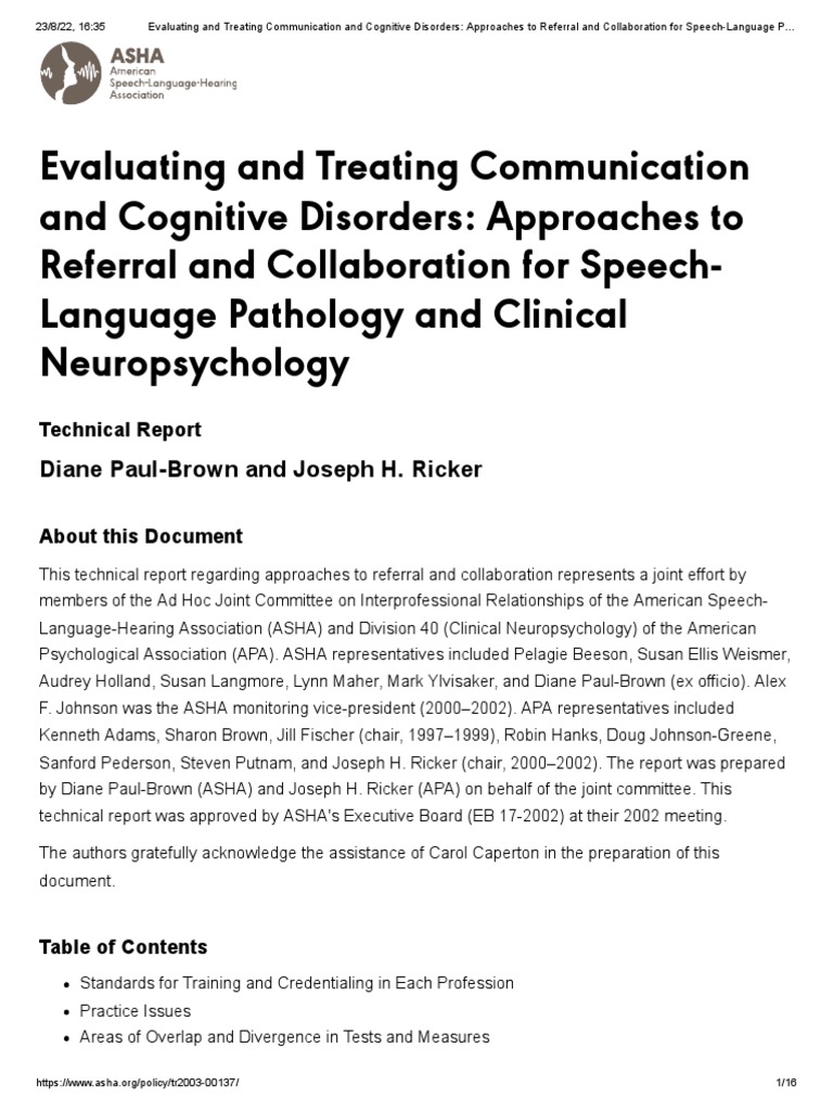 Evaluating and Treating Communication and Cognitive Disorders ...