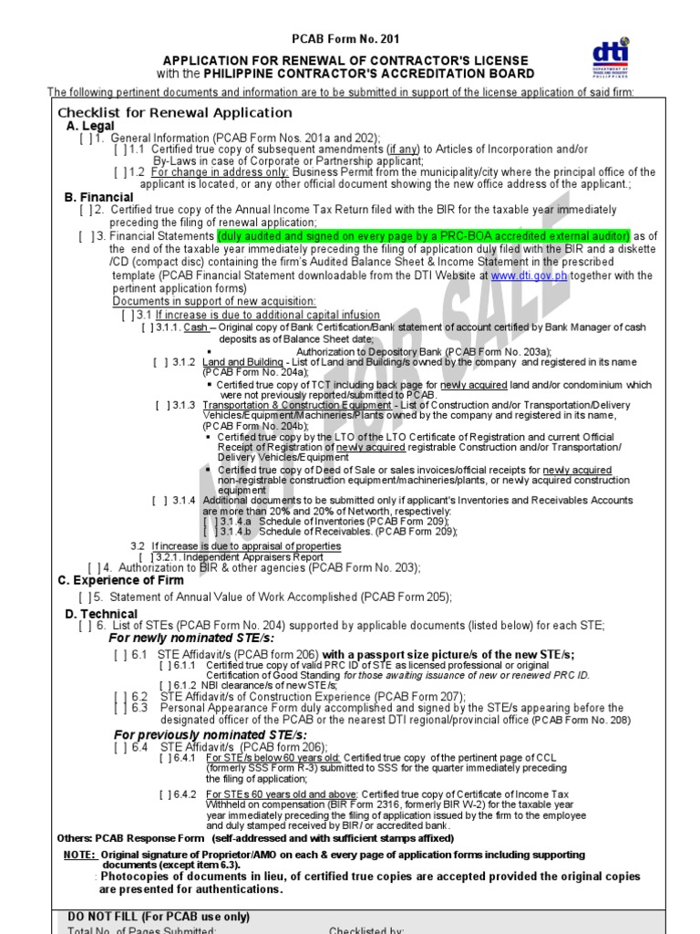 Application for Renewal of Contractor License | Identity Document ...