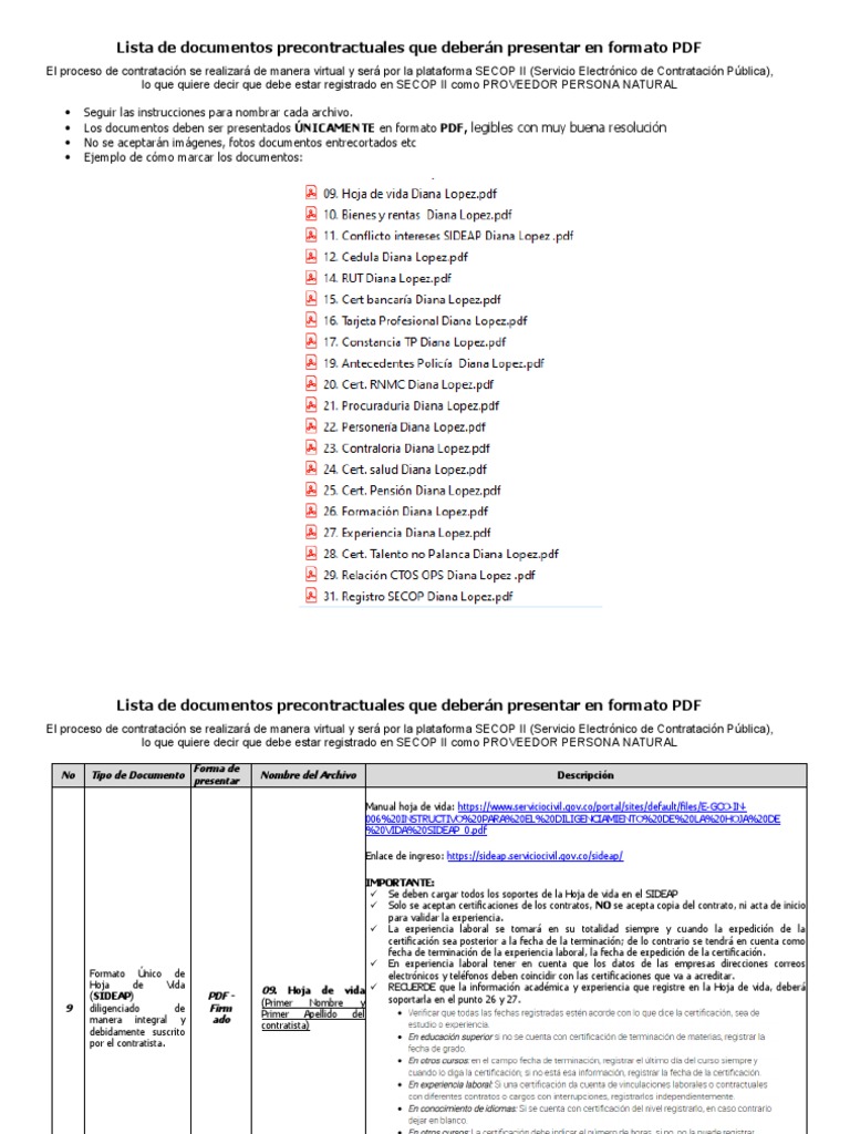 Documentos Precontractuales en PDF | PDF
