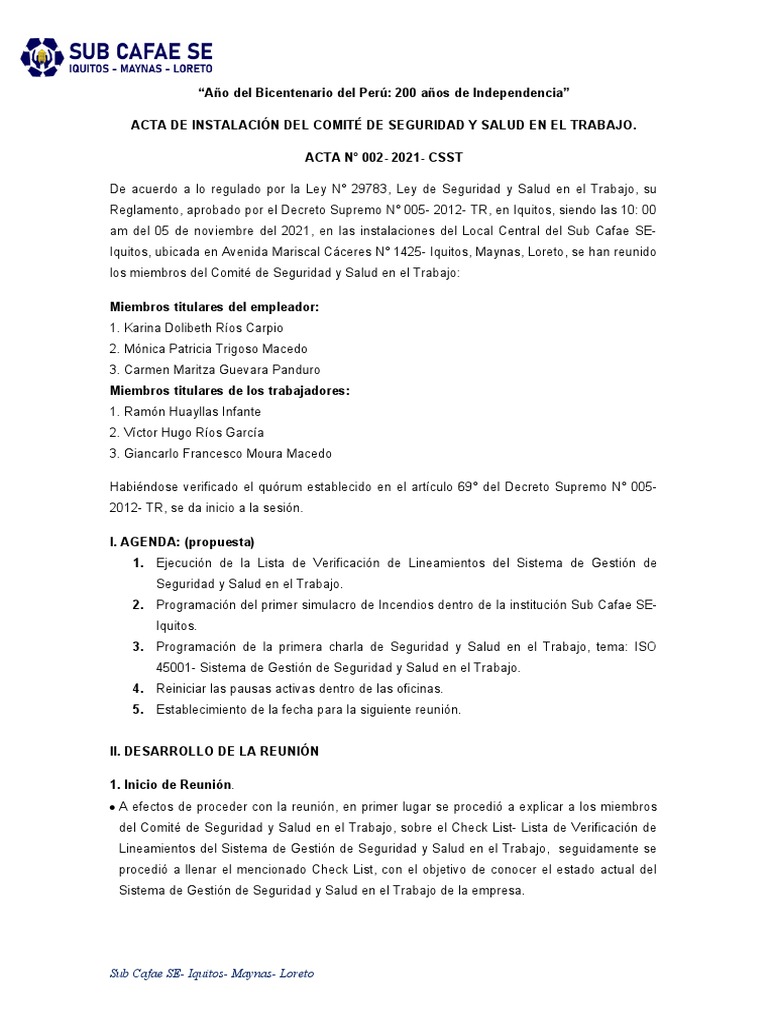 Acta #002-2021 - CSST | PDF | Gobierno