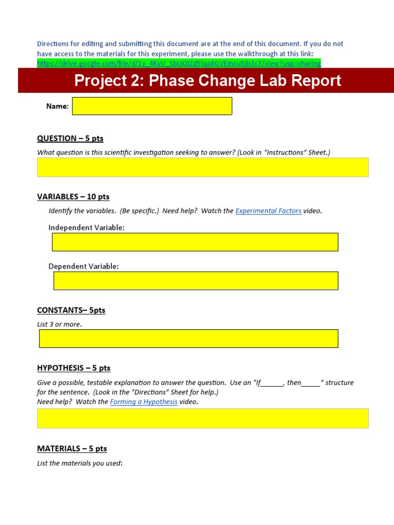 Project 2 Phase Change Lab Report | PDF