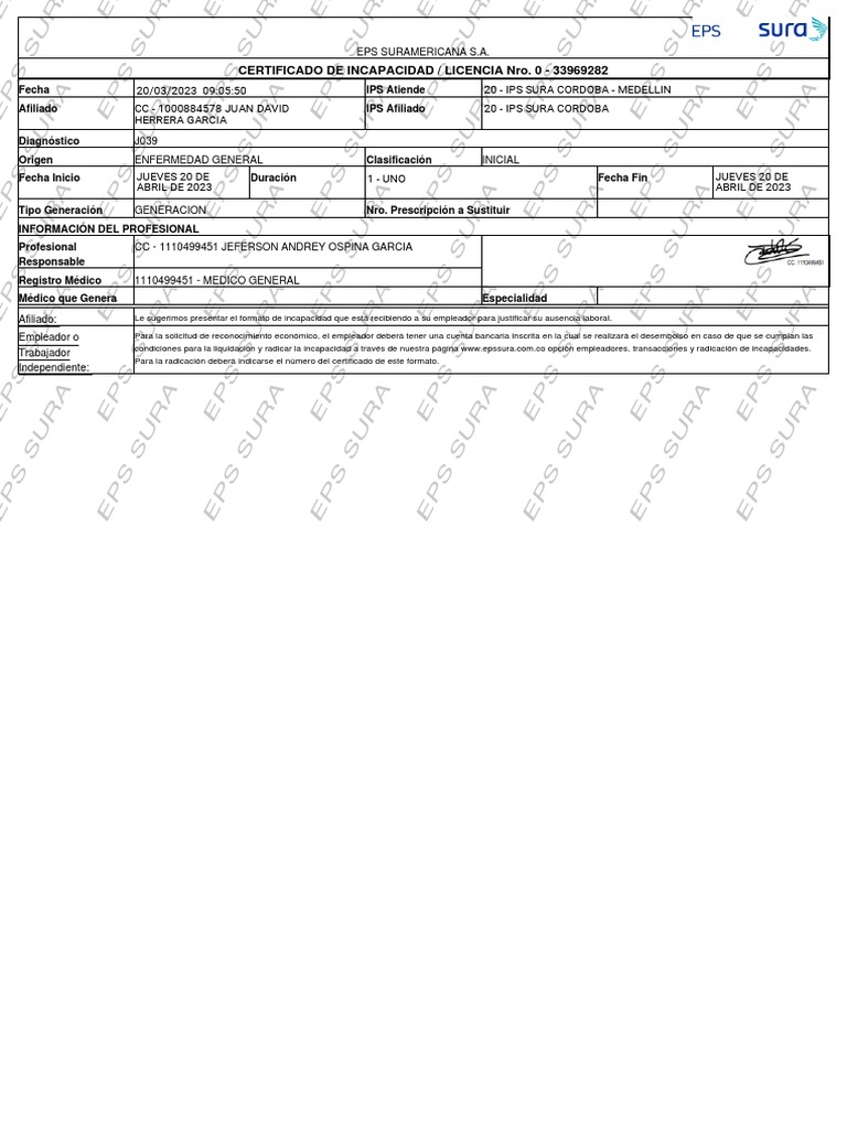 Incapacidad sura | PDF