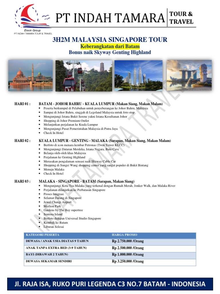 PT Indah Tamara: 3H2M Malaysia Singapore Tour | PDF