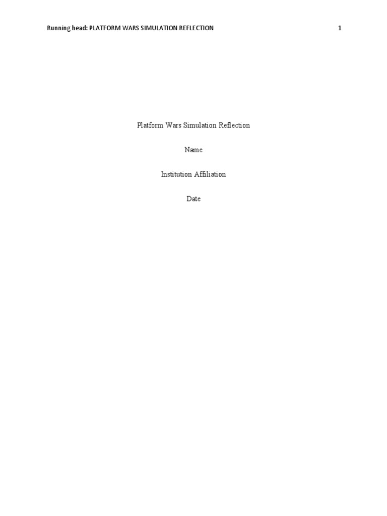Platform Wars Simulation Reflection | PDF | Simulation | Strategic ...