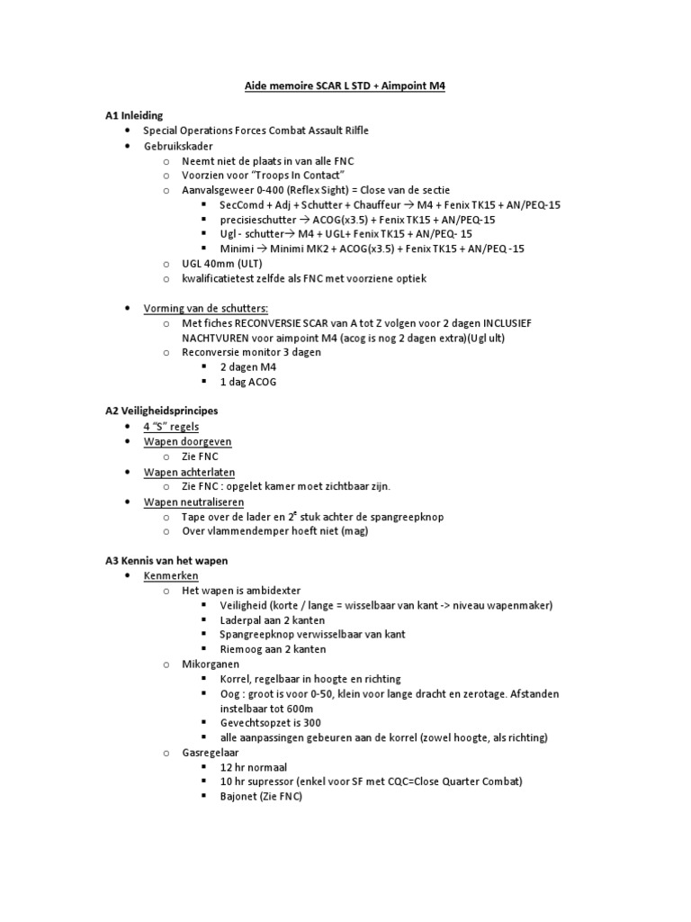 Aide Memoire - SCAR-L STD en M4 | PDF