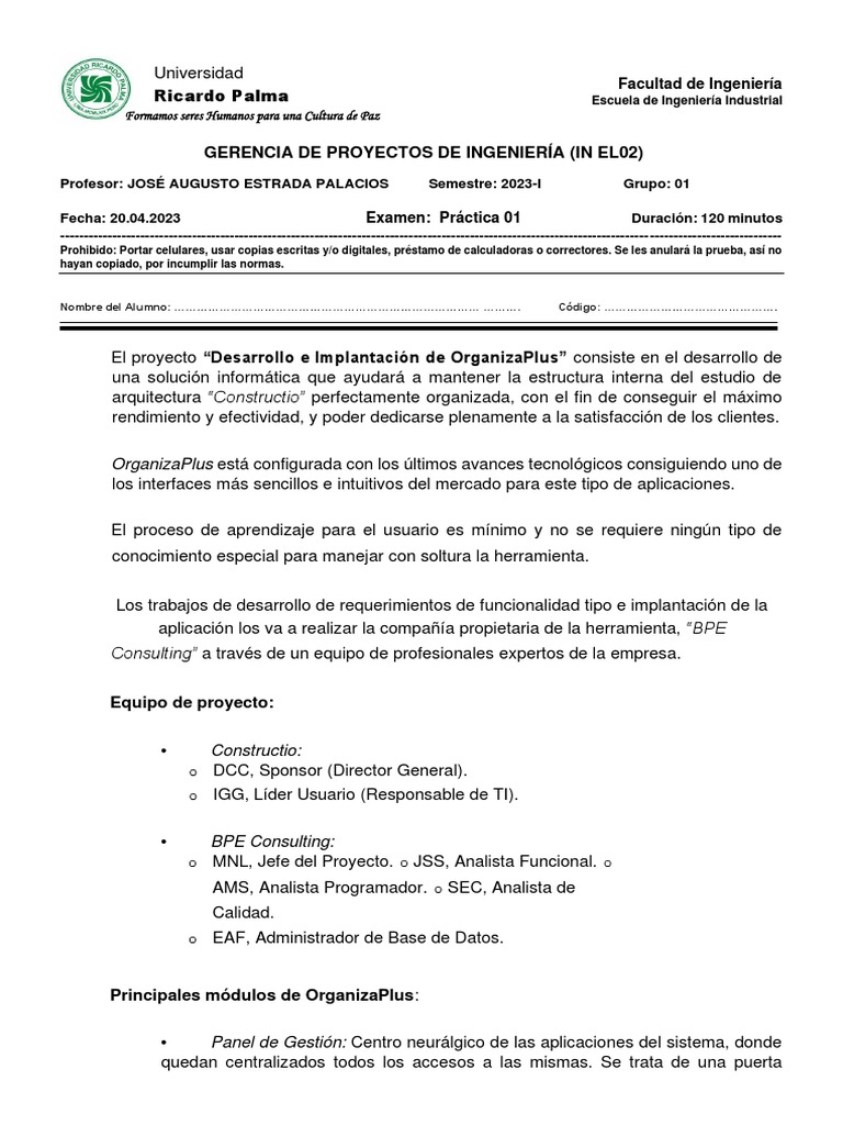 Formato Practica Calificada Nro 01 Pdf Software De La Aplicacion