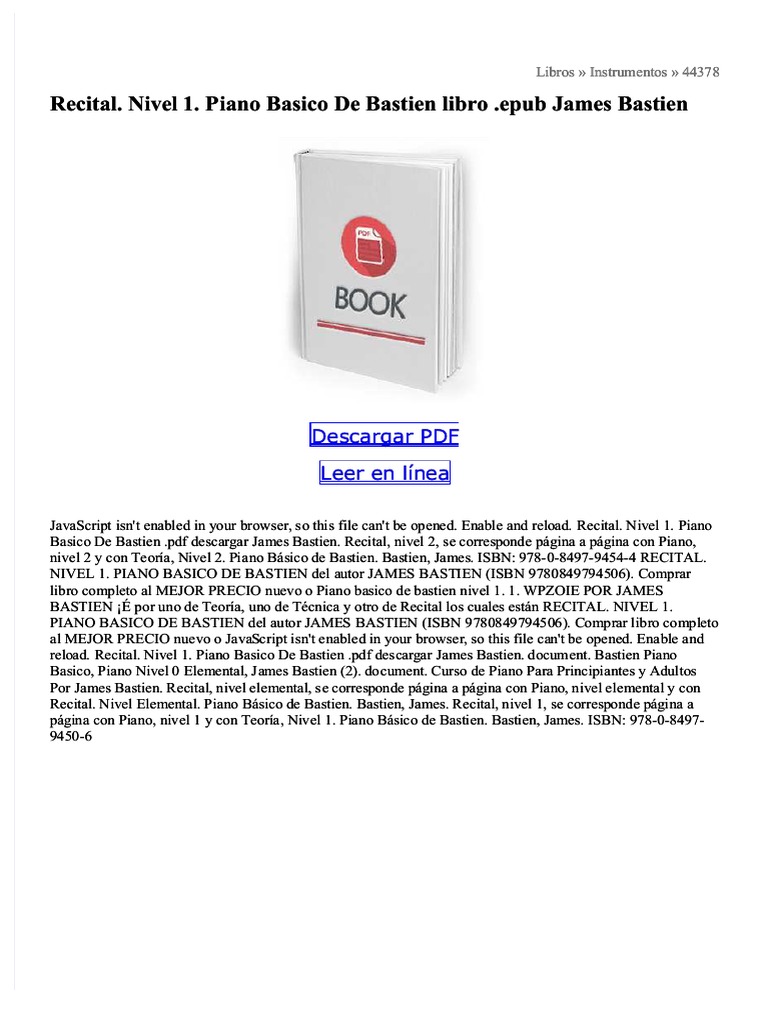 Recital Nivel 1 Piano Basico de Bastien | PDF