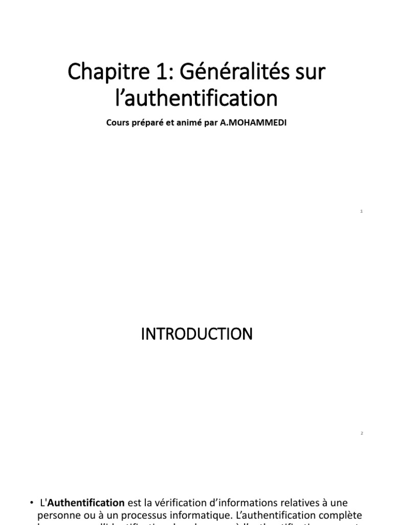 Chapitre 1 - Généralité Sur L'authentification | PDF