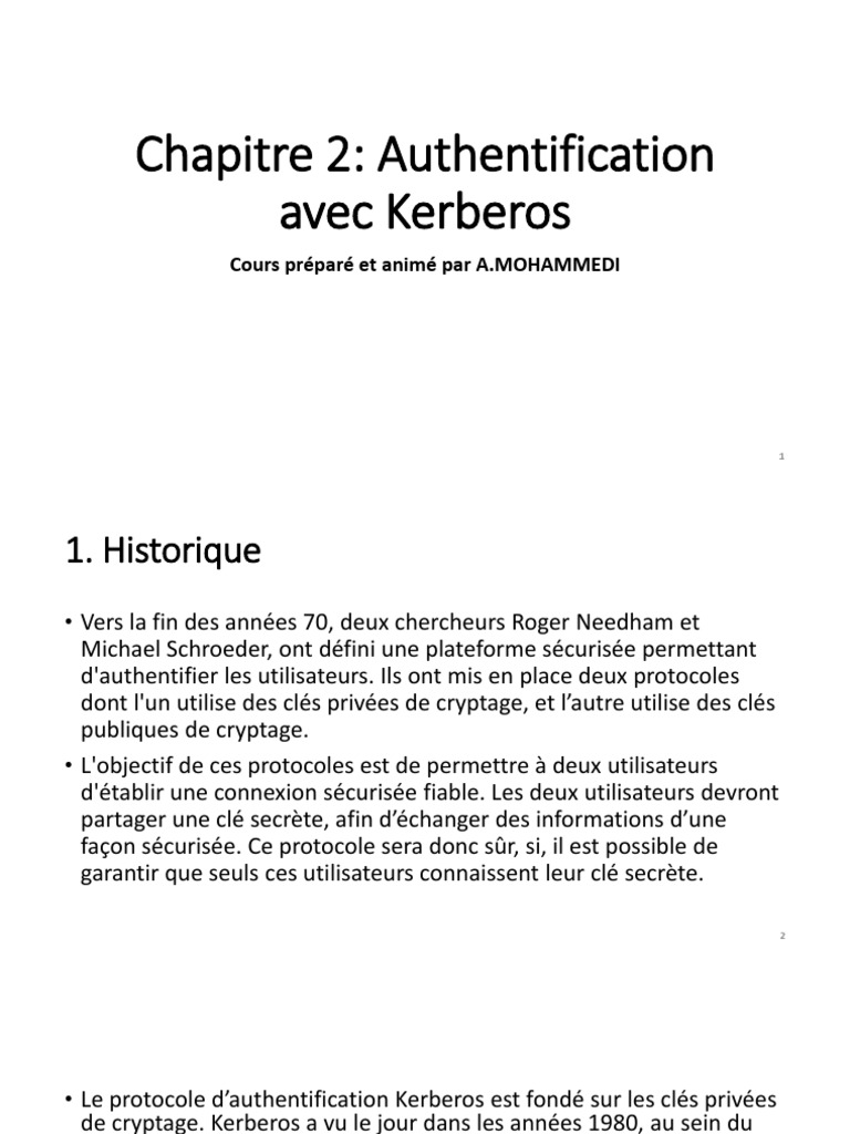 Chapitre 2 - Authentification Avec Kerberos | PDF | Protocoles Internet | Gestion informatique
