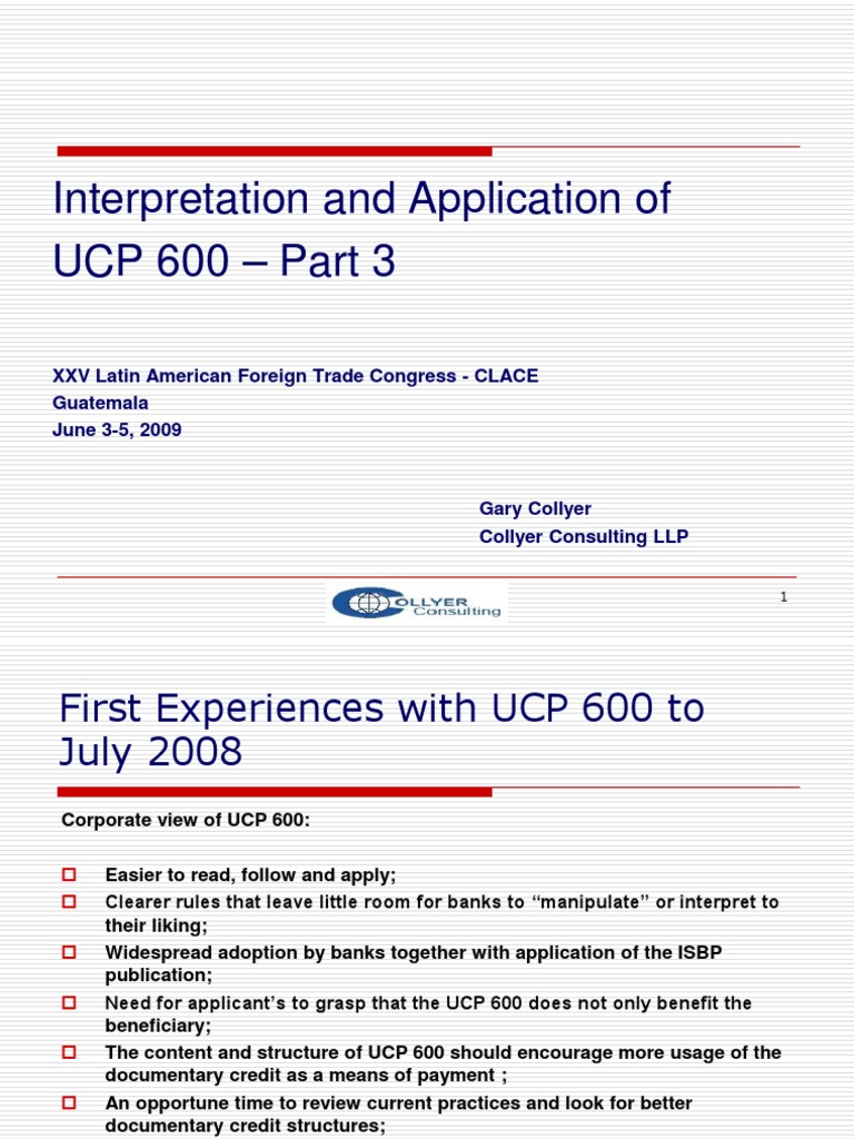 Interpretation of UCP 600 by Gary | Bill Of Lading | Letter Of Credit