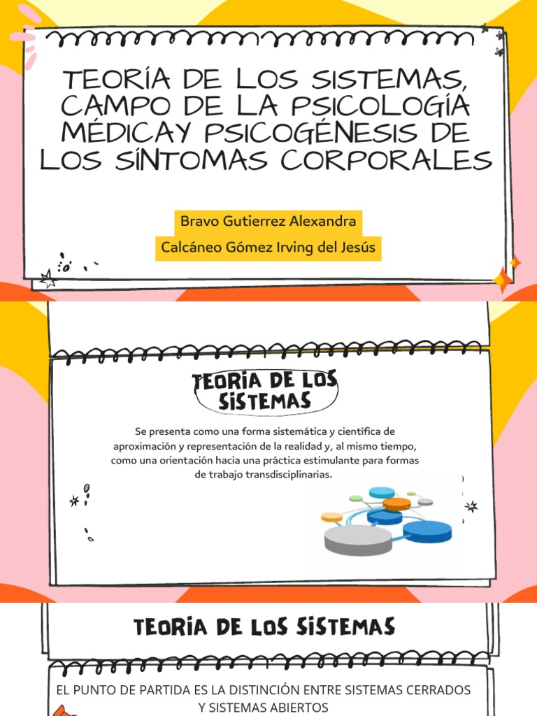 Teoría de Los Sistemas, Campo de La Psicología Médicay Psicogénesis de ...