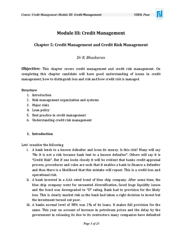 Credit Risk Management in Banking | PDF | Financial Risk | Credit Risk