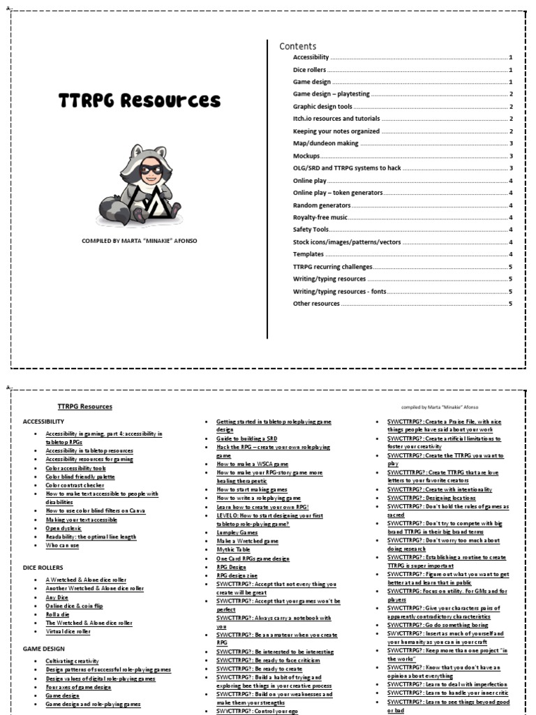TTRPG Resources 1.9 | PDF | Role Playing Games | Tabletop Role Playing Game