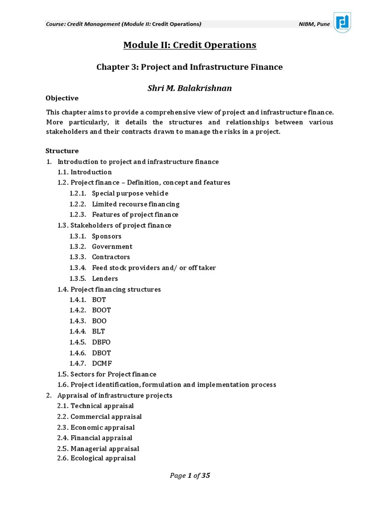 Project and Infrastructure Finance | PDF | Net Present Value | Internal ...