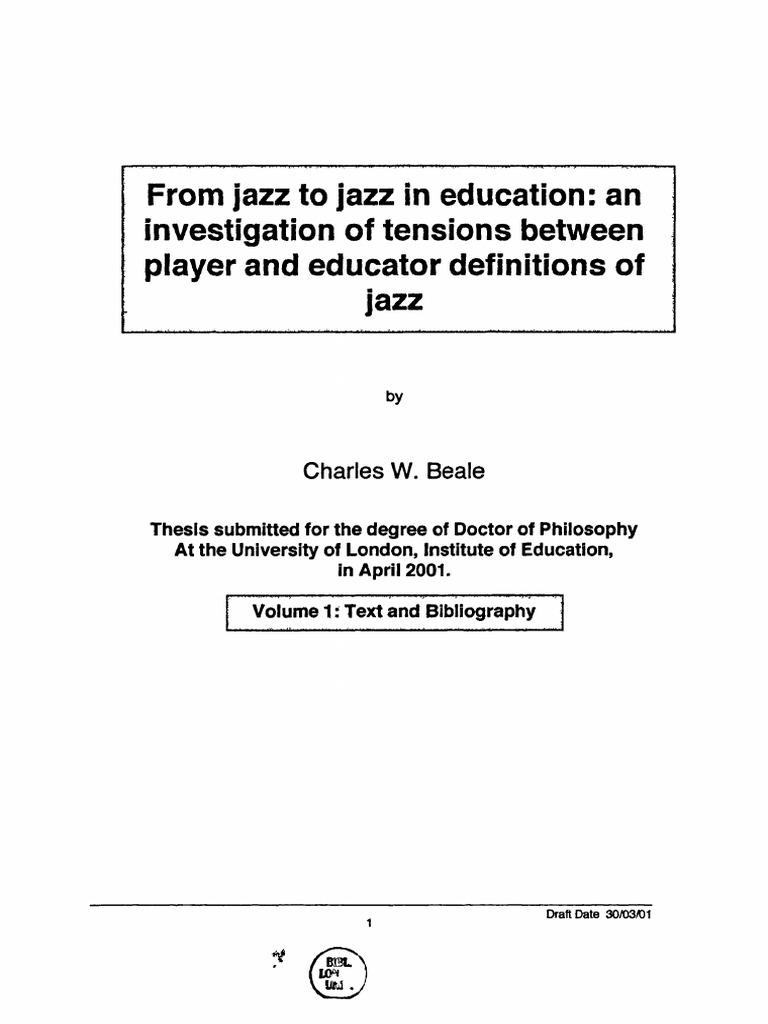 From Jass To Jazz in Education An Investigation of Tensions PT 1 18 | PDF | Jazz | Methodology