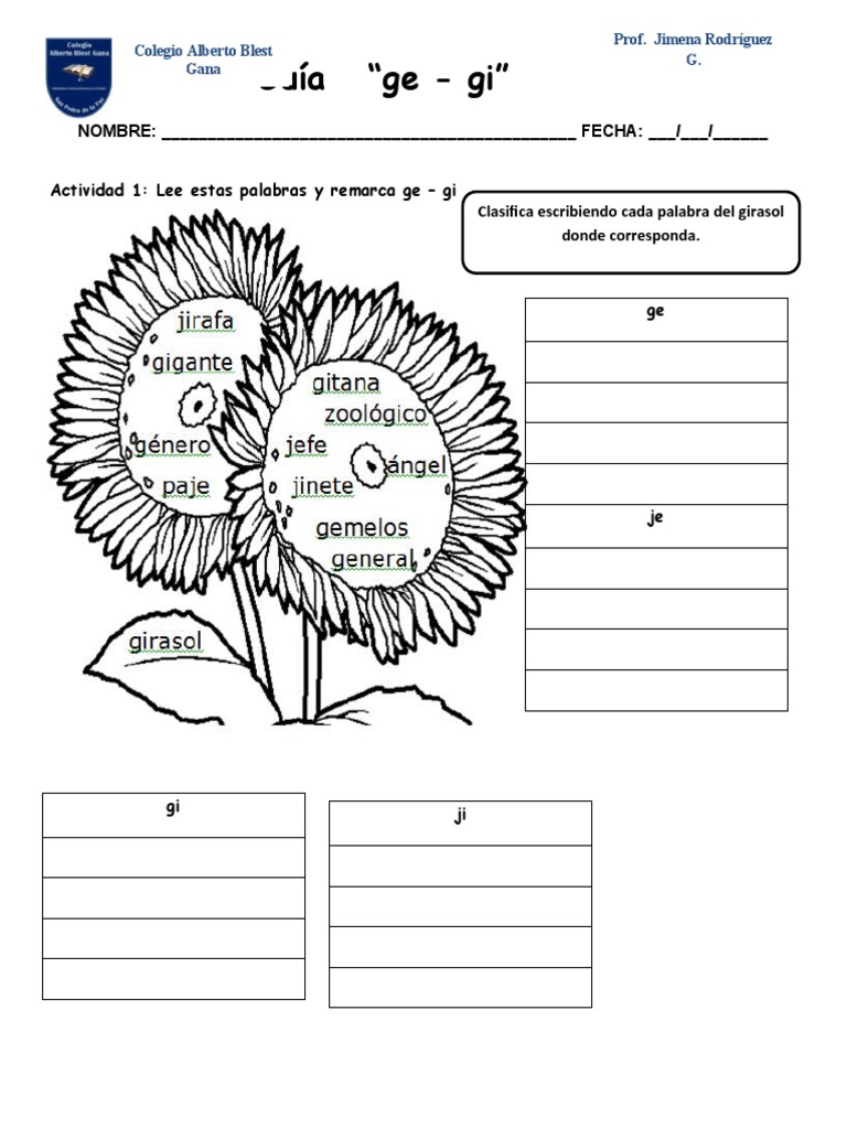 Actividades de ge y gi para niños | PDF