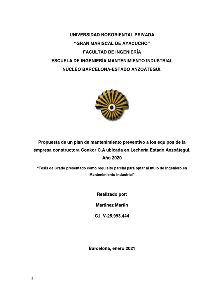 Propuesta de un plan de mantenimiento preventivo a los equipos de la ...