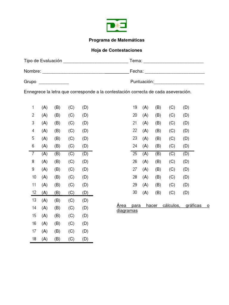 Hoja de Contestaciones | PDF