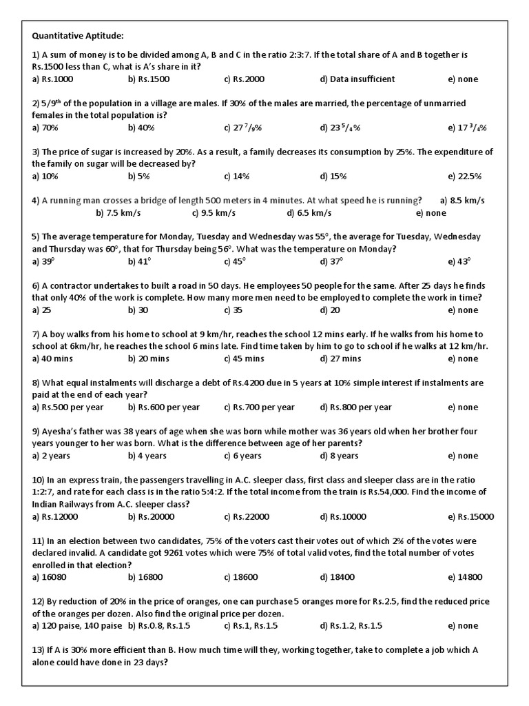 Aptitude test paper FINAL | PDF